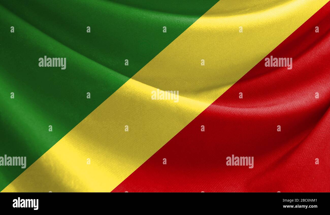 Realistic flag of Congo,Republic on the wavy surface of fabric Stock ...