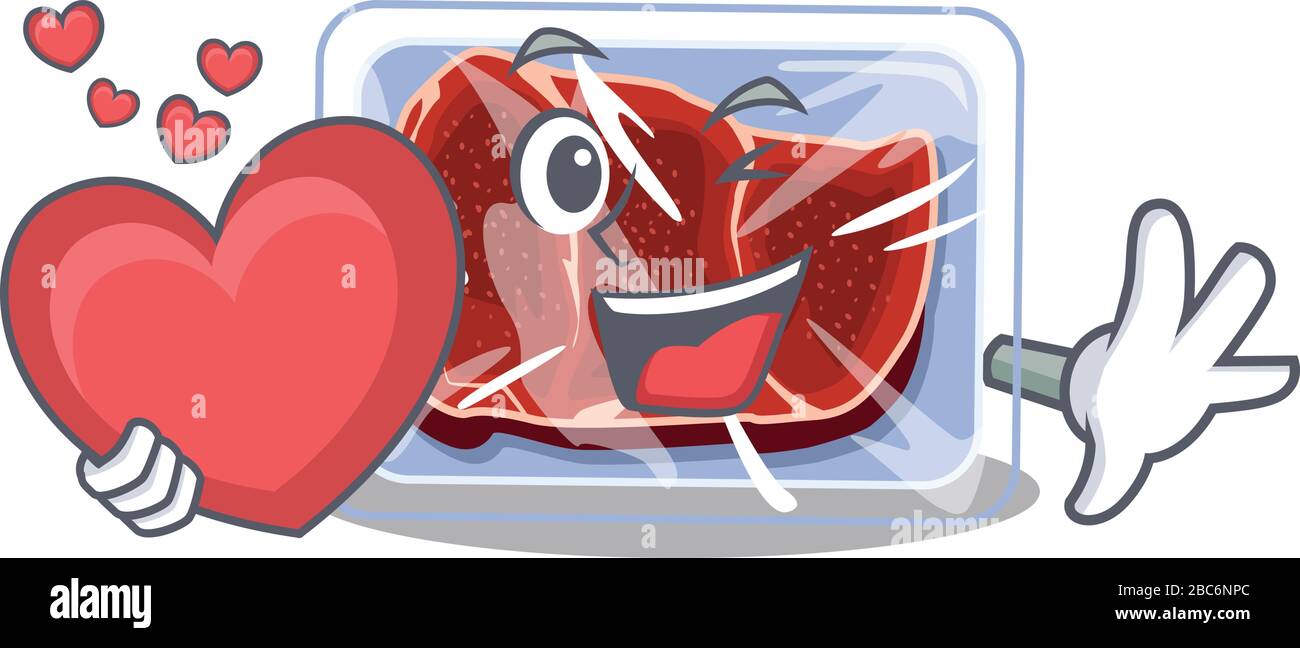 A sweet frozen beef cartoon character style with a heart Stock Vector ...