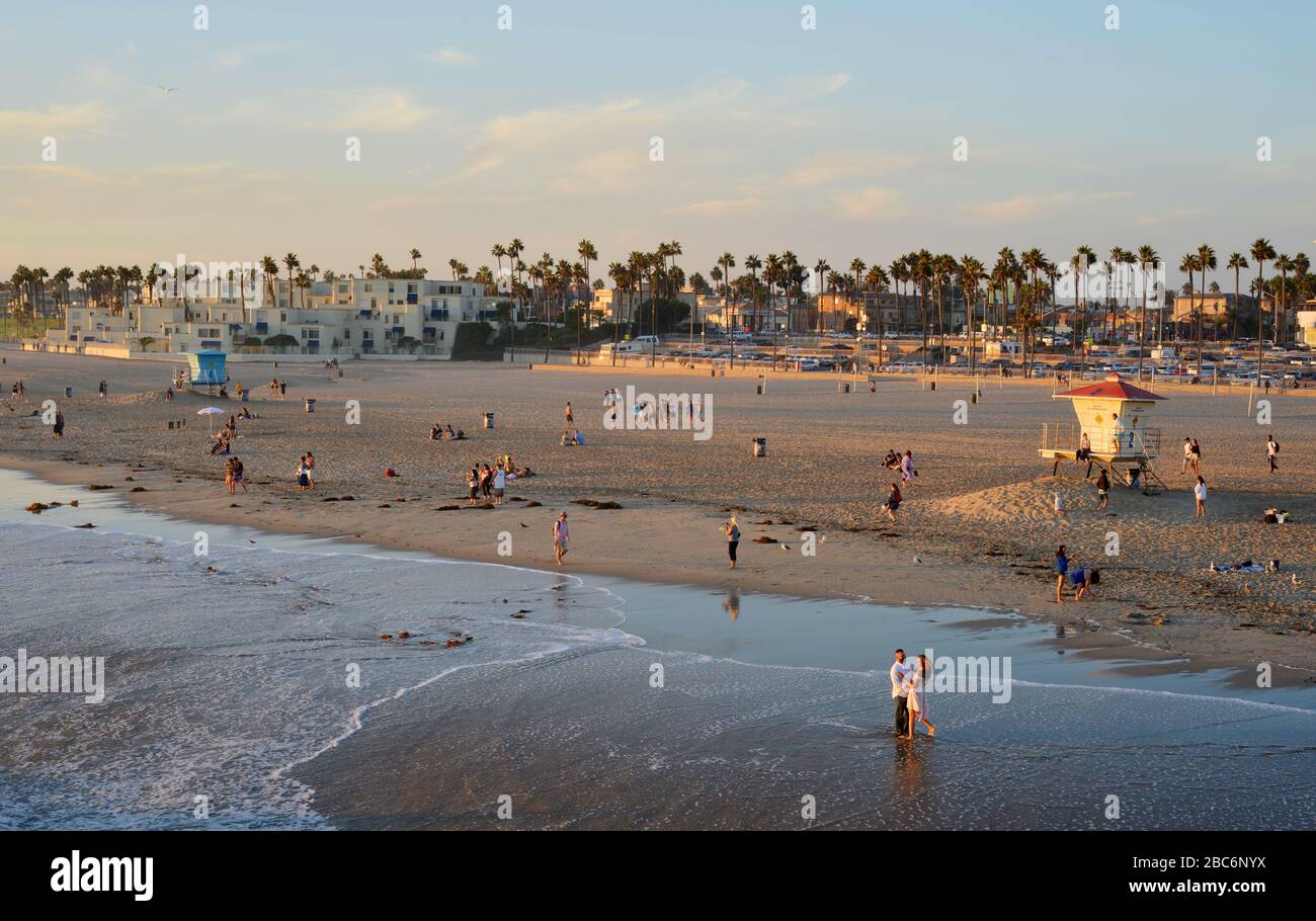 Huntington Beach, USA 06-10-2018 view from the Huntington Beach Pier on ...