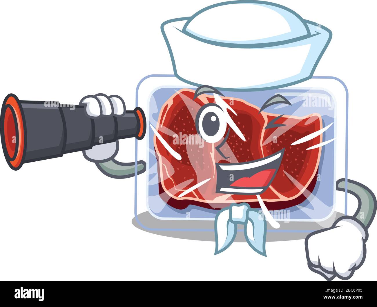 A cartoon icon of frozen beef Sailor with binocular Stock Vector Image ...