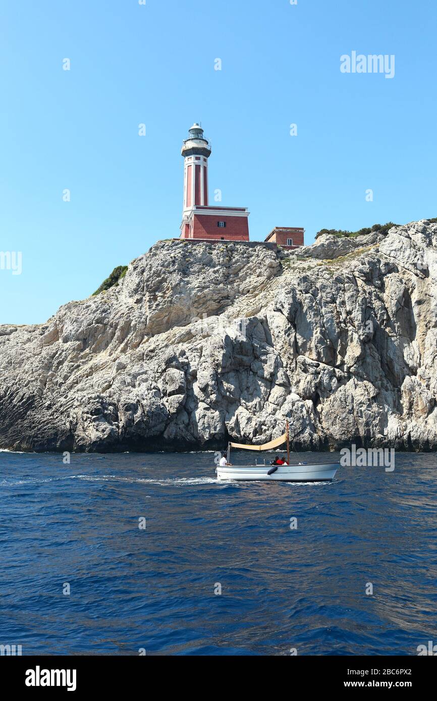 Capri, Italy - The Punta Carena Lighthouse overlooking the Tyrrhenian ...