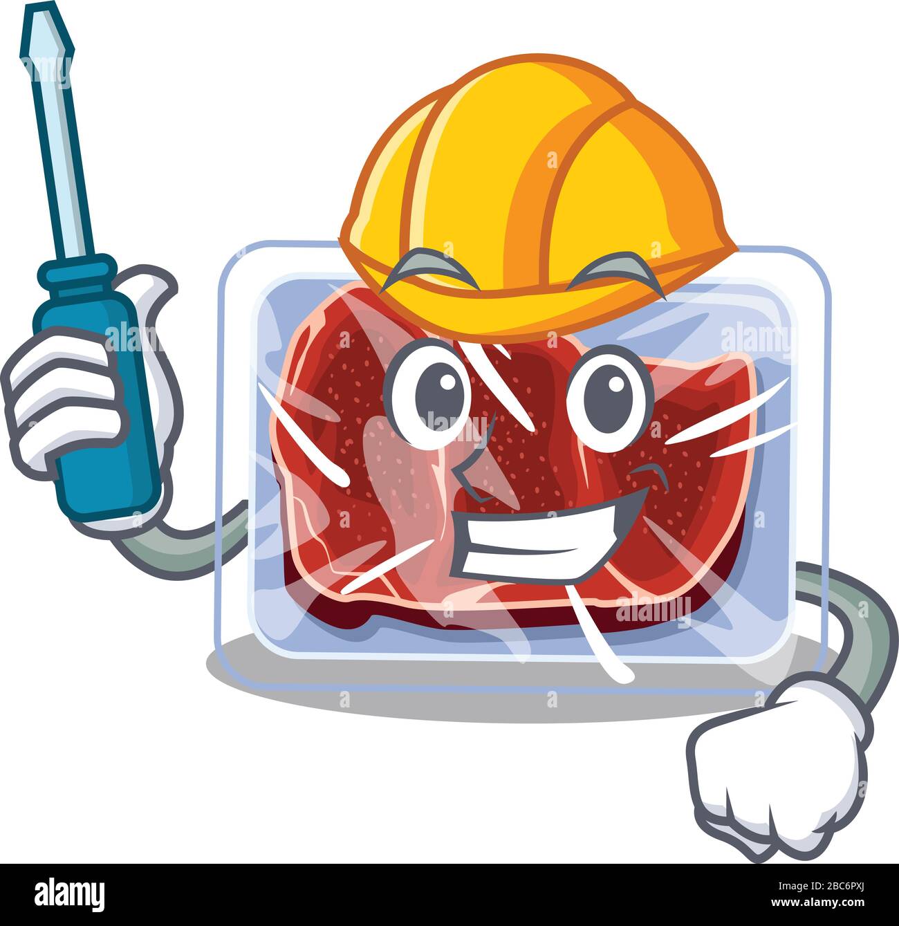 cartoon character of frozen beef worked as an automotive Stock Vector ...