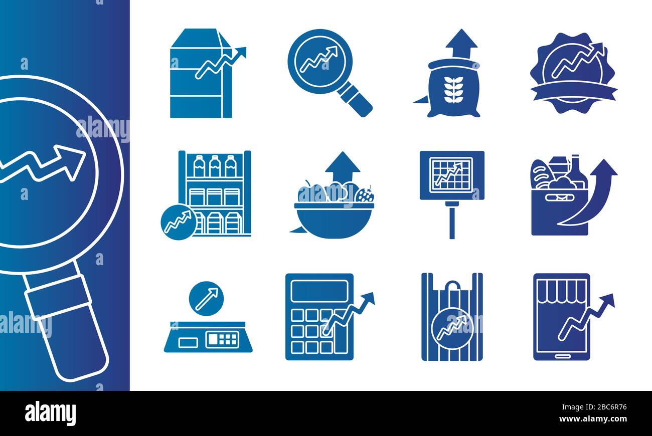 bundle of price hike set icons Stock Vector Image & Art - Alamy