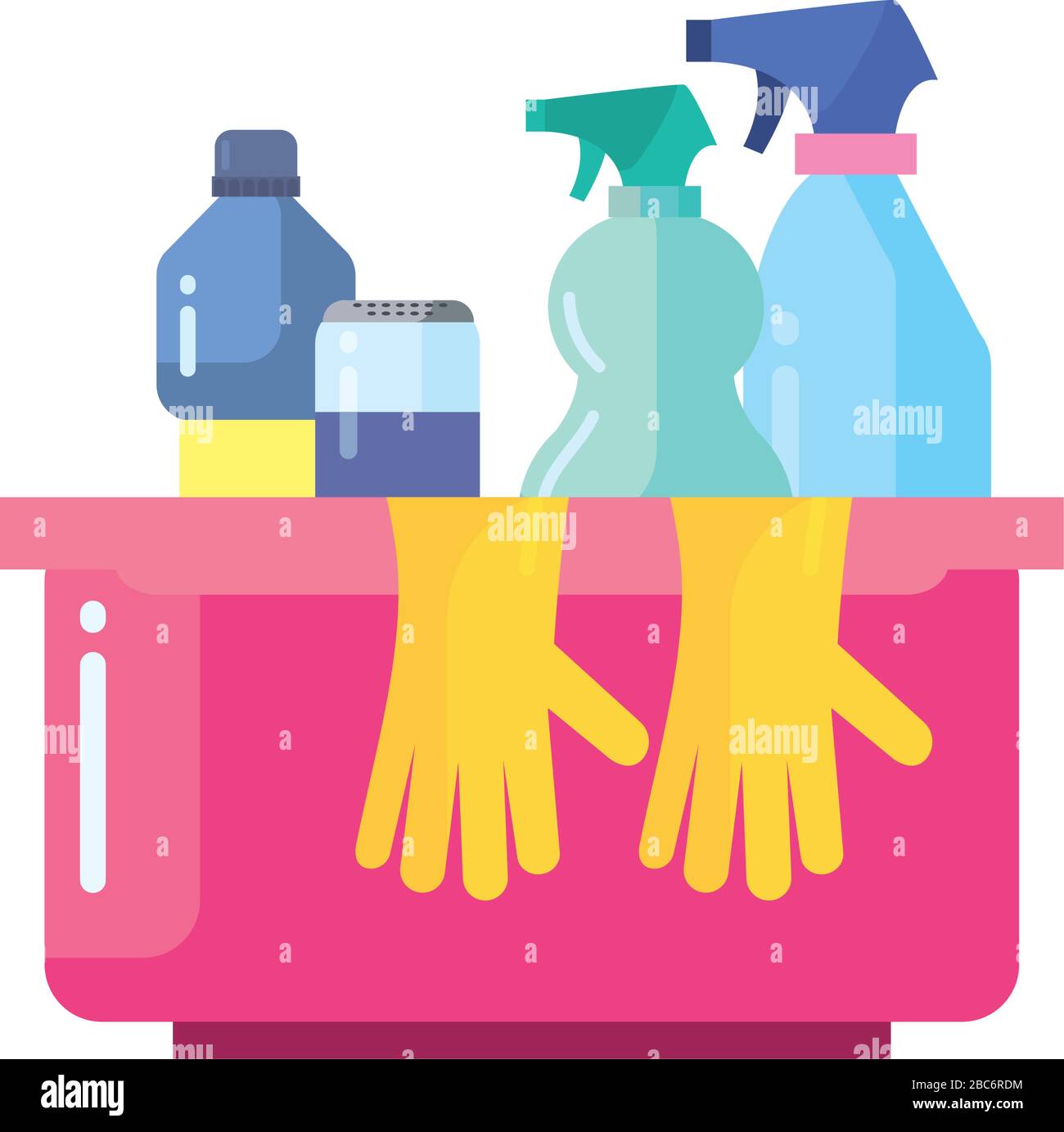 gloves detergent bottles and sprays inside bucket flat style icon ...