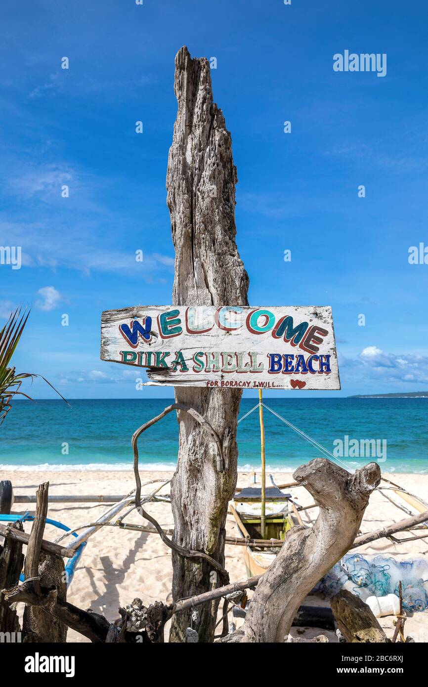 Boracay Island beautiful beach puka shell beach, Philippines Stock ...
