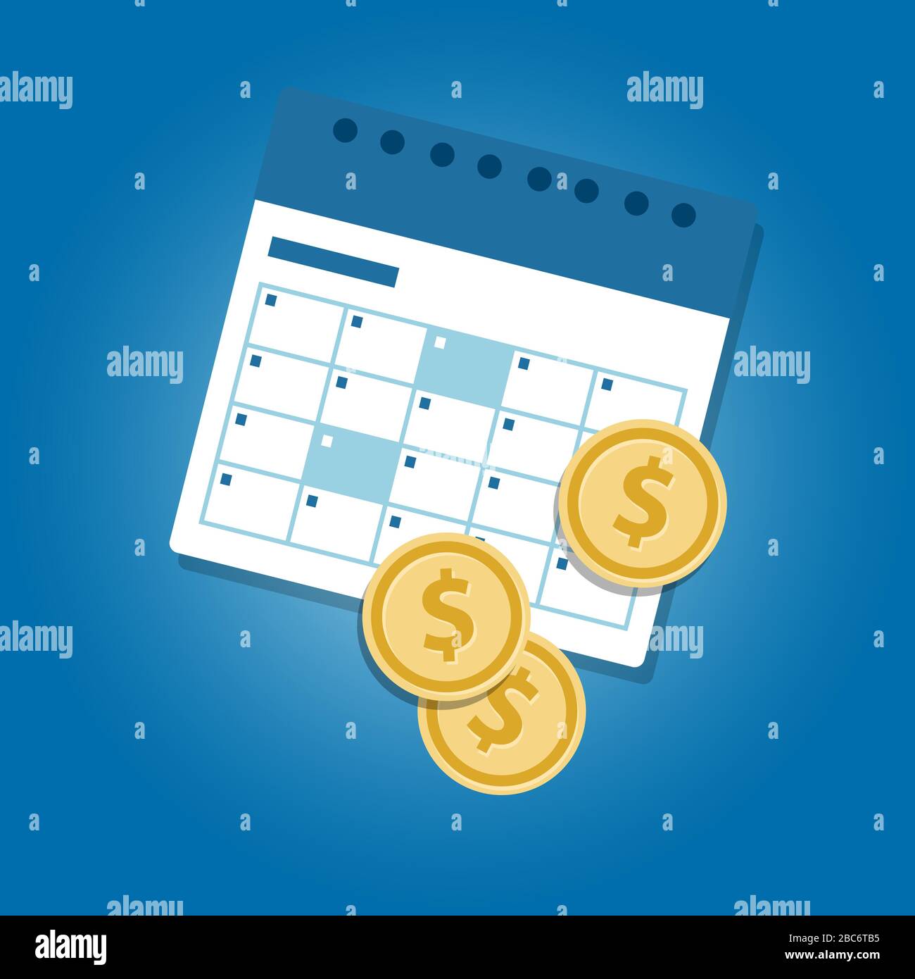 Money and calendar coins dollar concept of investing monthly or payment ...