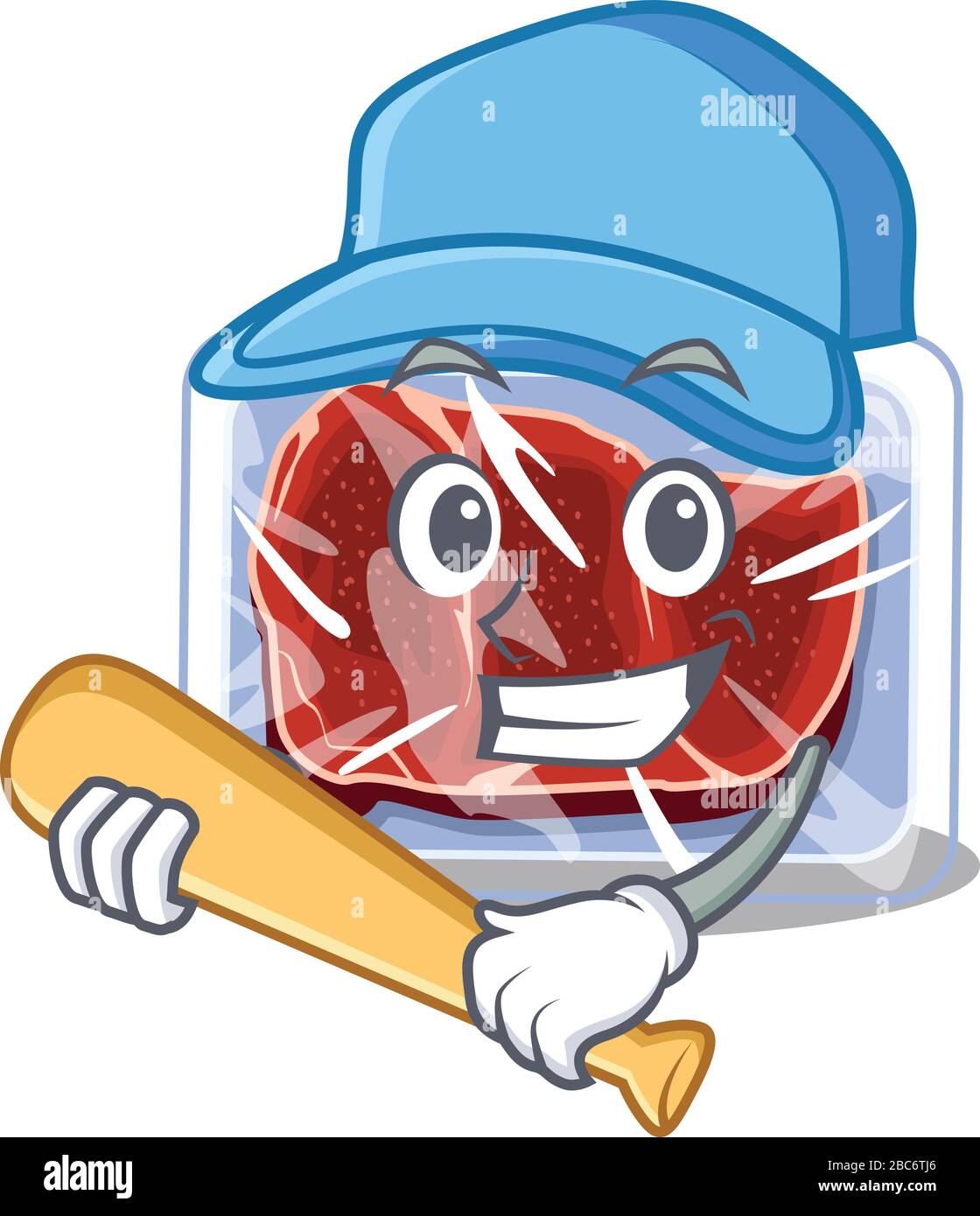 Picture of frozen beef cartoon character playing baseball Stock Vector ...