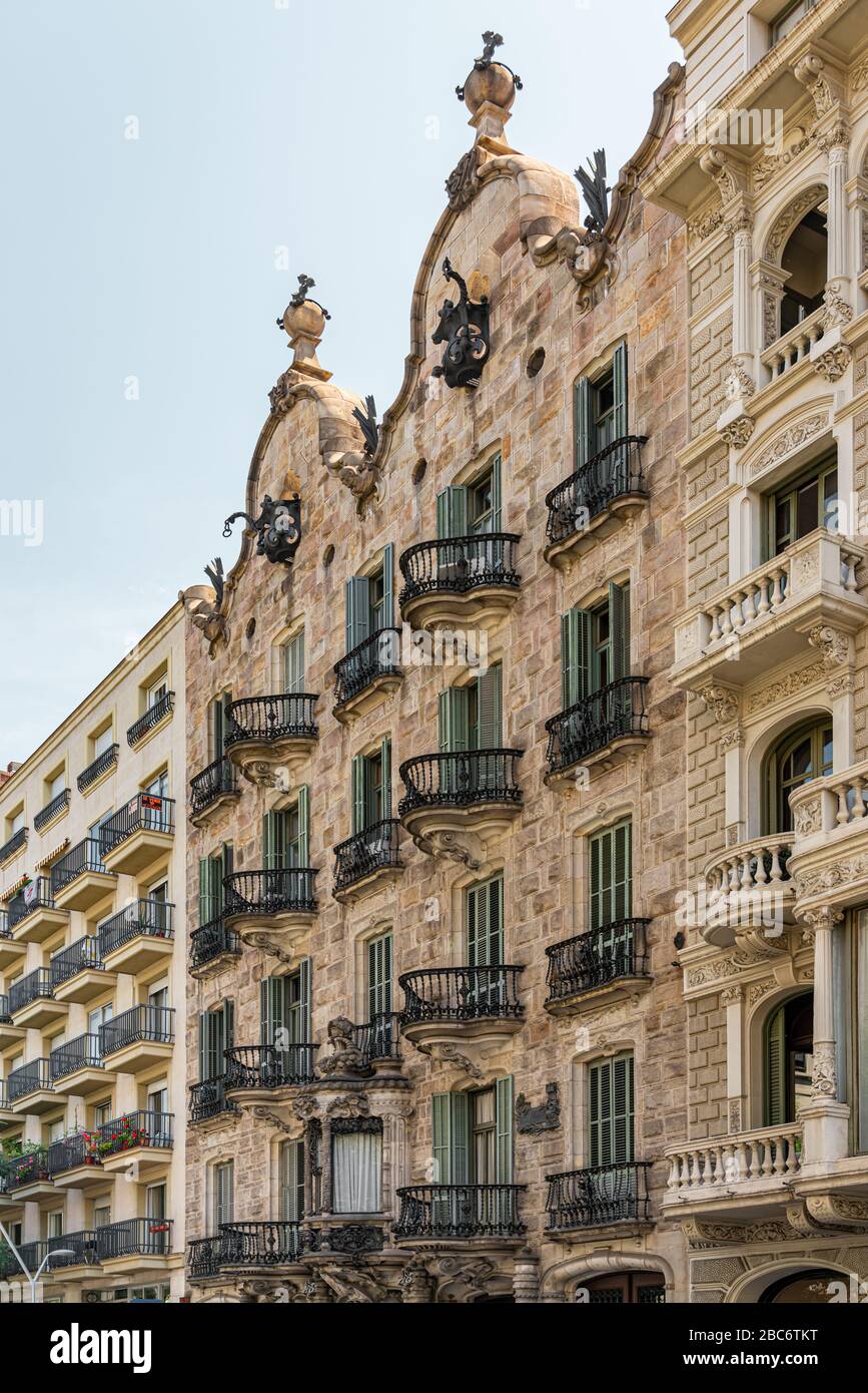 BARCELONA, SPAIN - JUNE 04, 2019: Casa Calvet is a building designed by ...