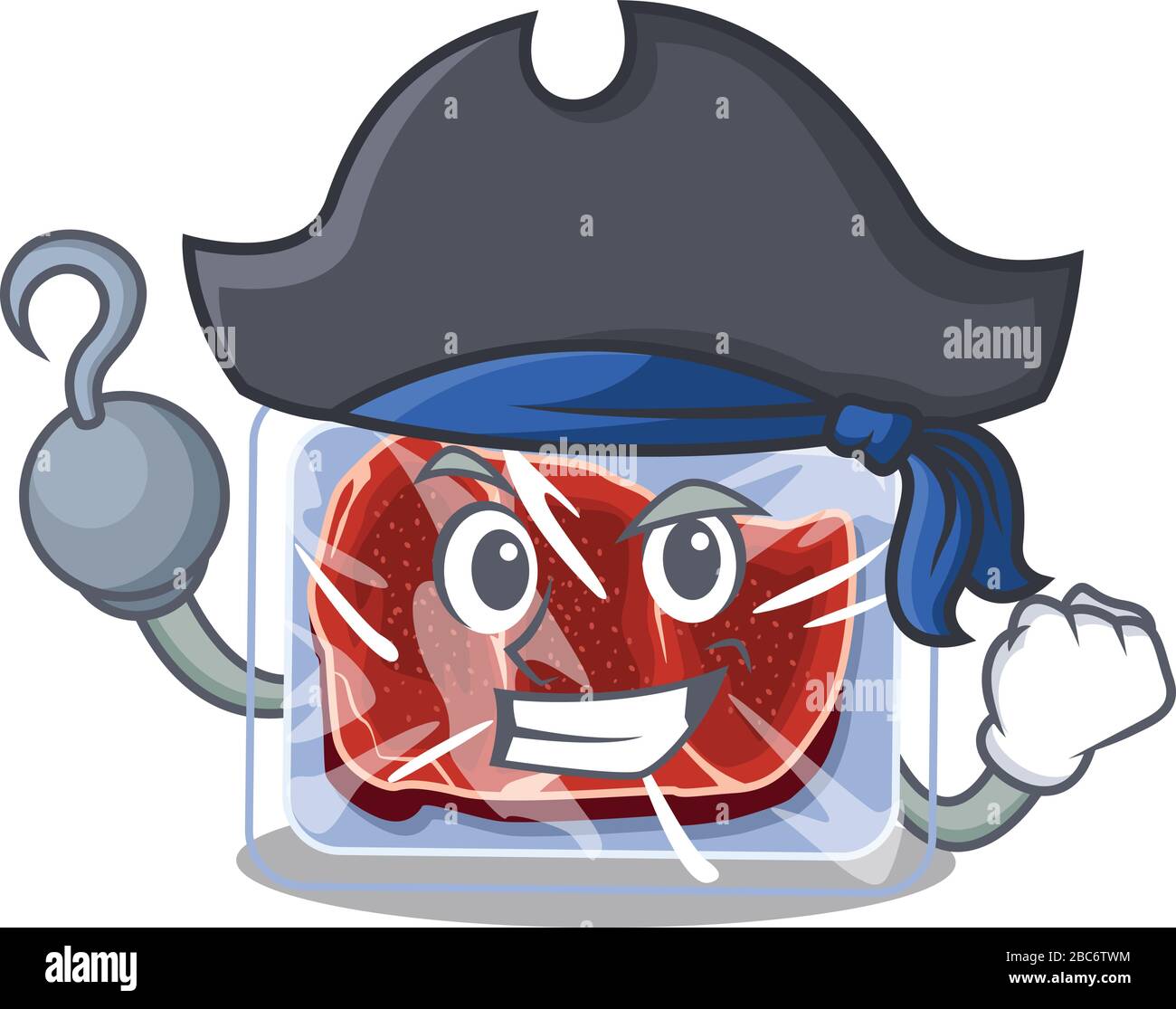 Frozen beef cartoon design style as a Pirate with hook hand and a hat ...