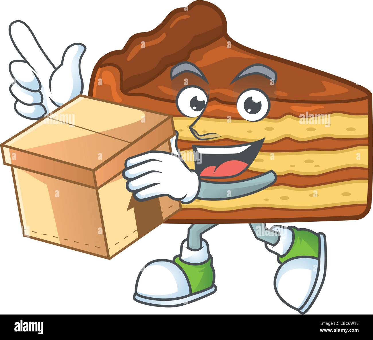 Chocolate slice cake cartoon design style having gift box Stock Vector ...