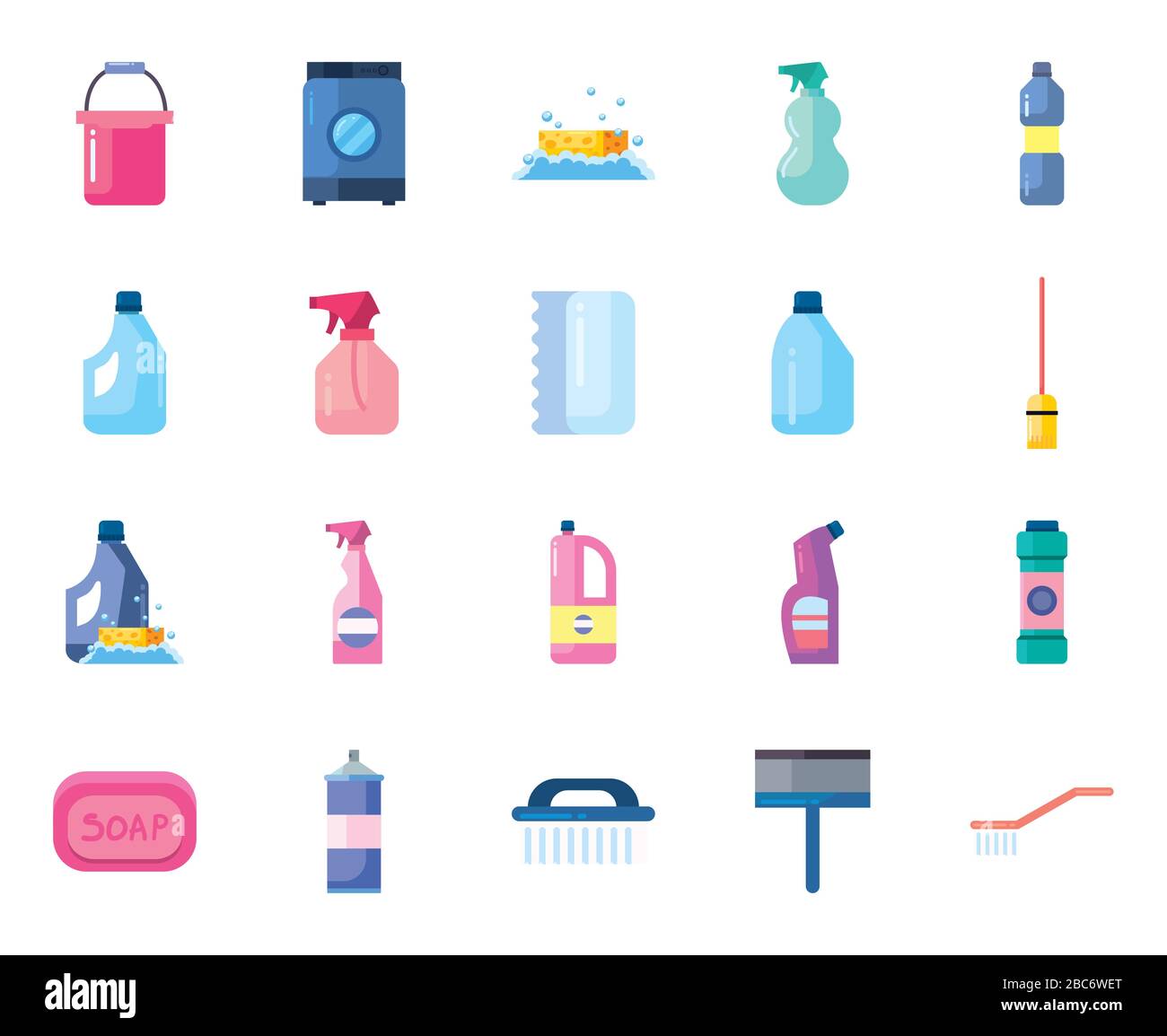 flat style icon set design, Cleaning service wash home hygiene ...