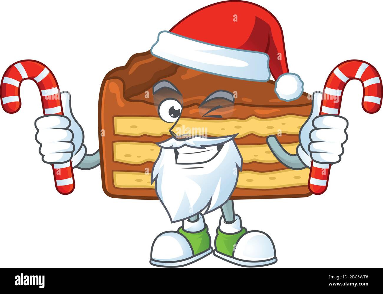 Chocolate slice cake humble Santa Cartoon character having candies ...