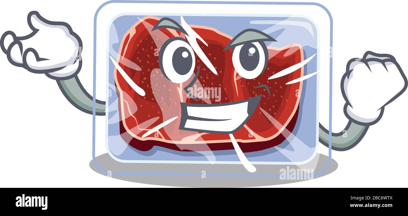 A dazzling frozen beef mascot design concept with happy face Stock ...