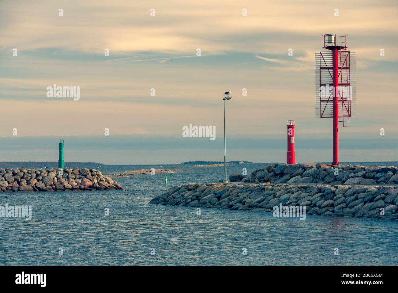 Exit with lighthouses from the bay to the sea Stock Photo - Alamy