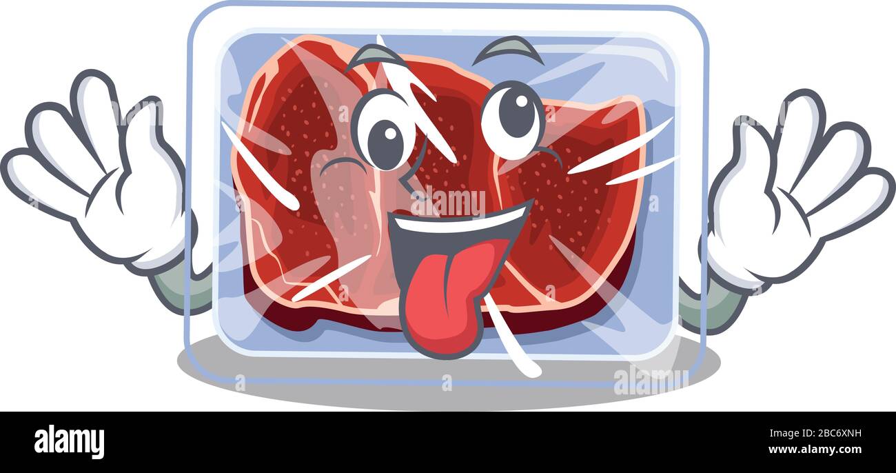 A cartoon design of frozen beef having a crazy face Stock Vector Image ...