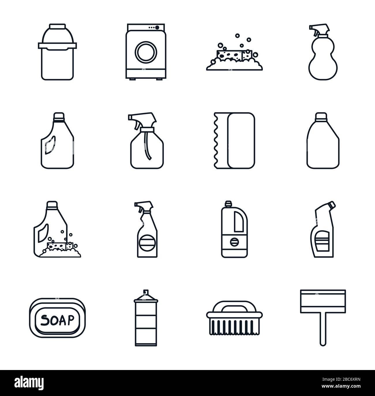 line style icon set design, Cleaning service wash home hygiene ...