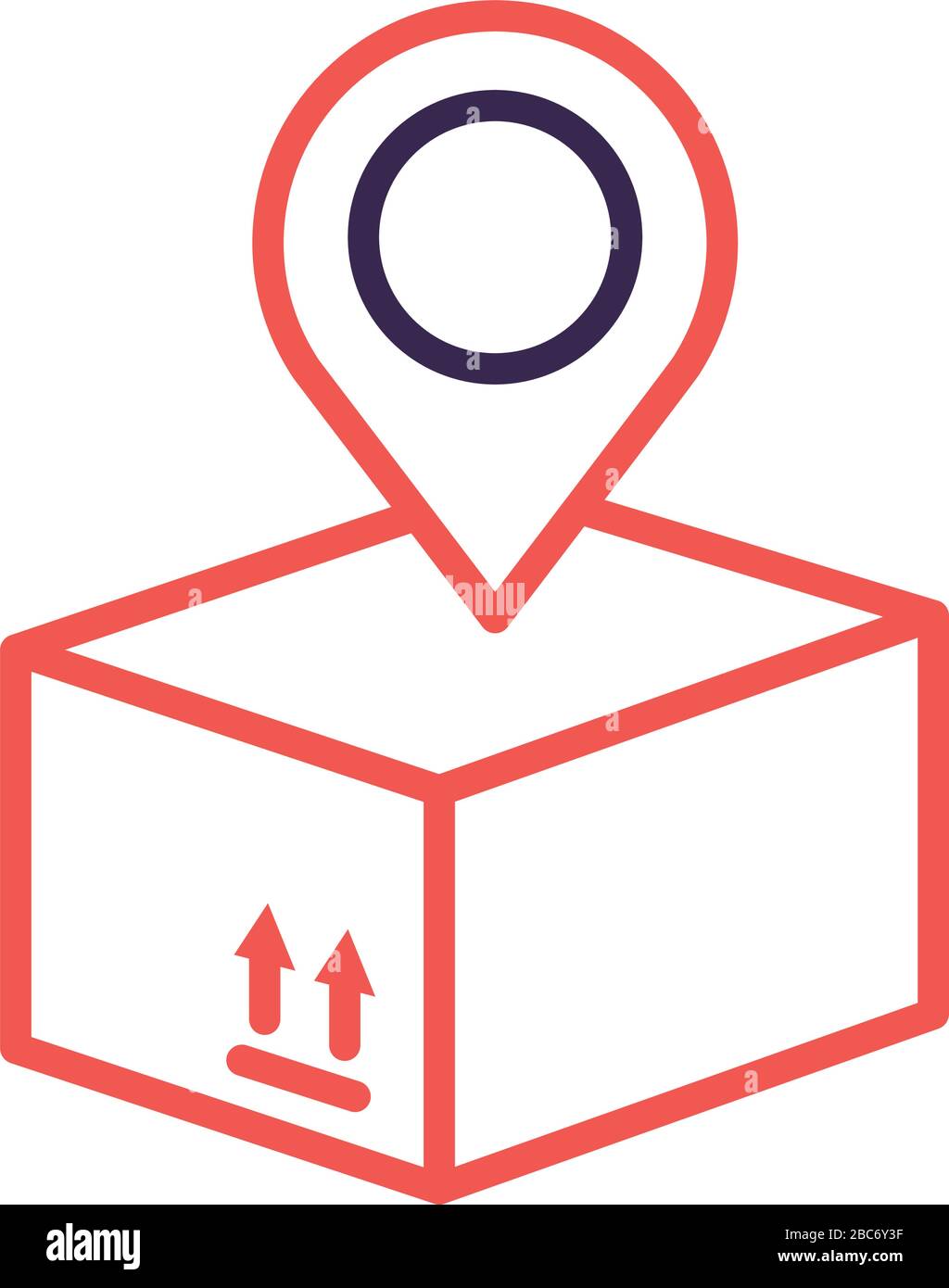 box carton packing with pin location line style Stock Vector Image ...