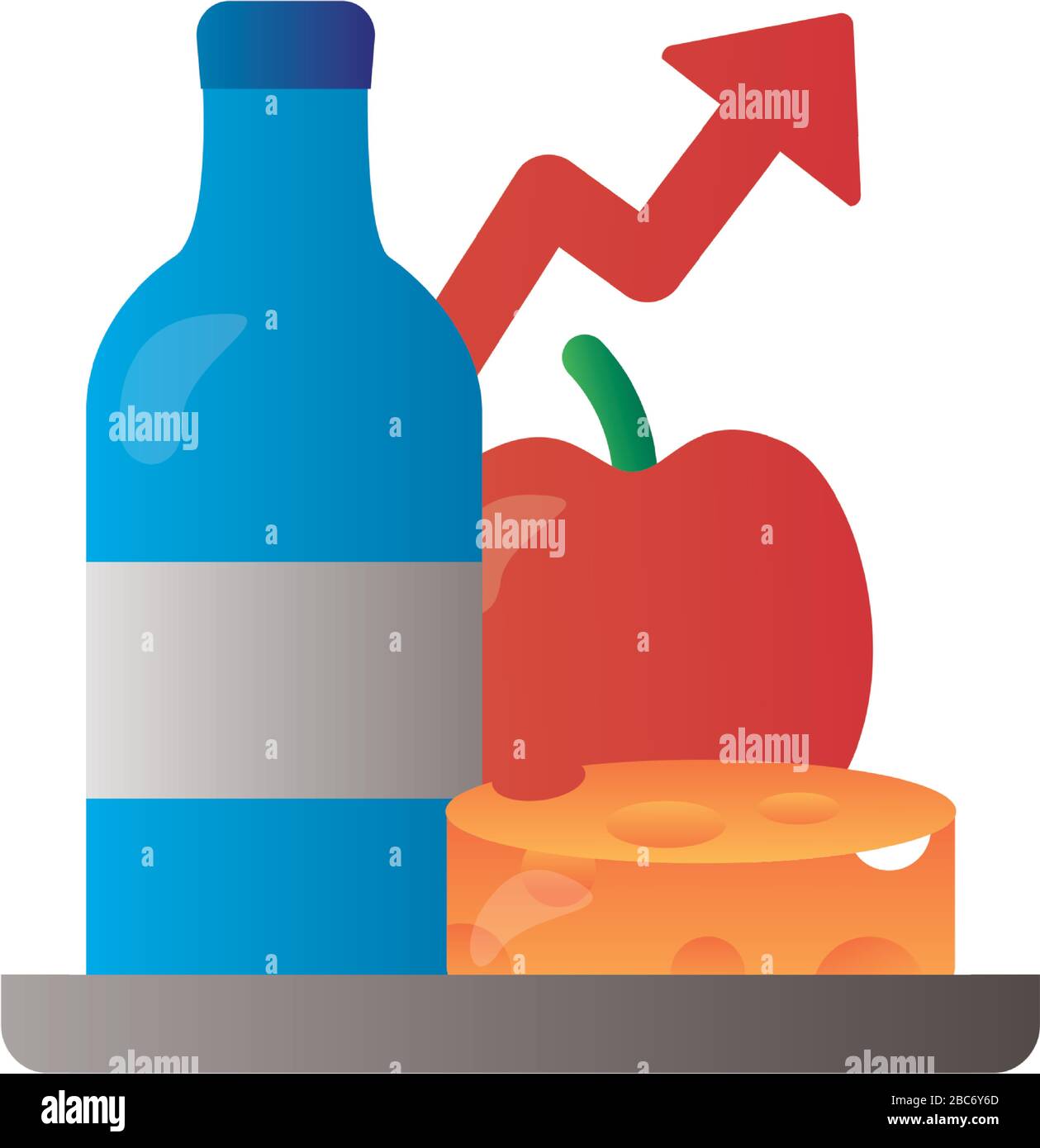 tray with food and arrow up infographic degradient style Stock Vector ...