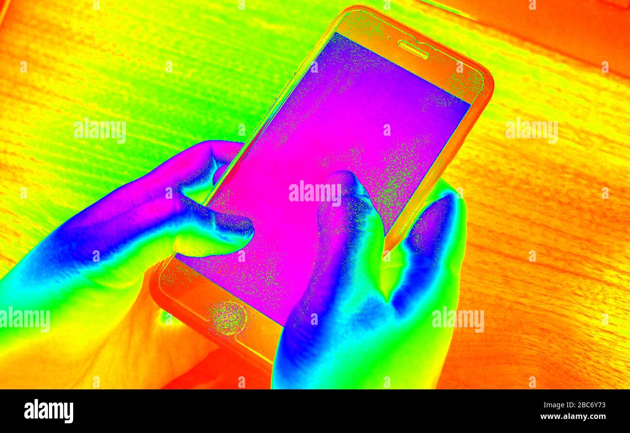 Infrared image shows that when you touch the surface of things that may ...