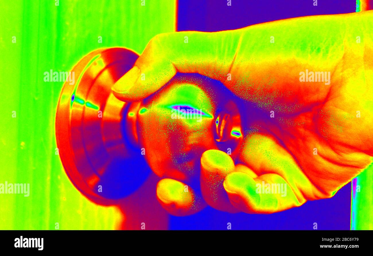 Infrared image shows that when you touch the surface of things that may ...