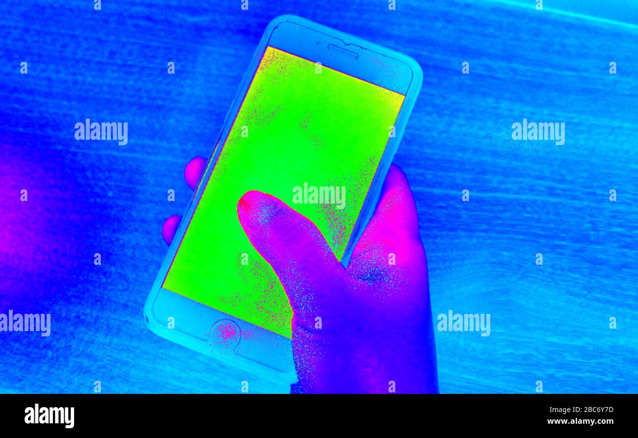 Infrared image shows that when you touch the surface of things that may ...