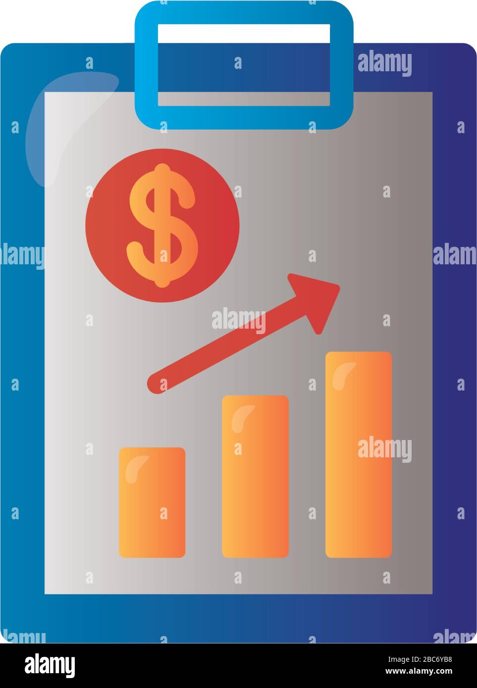 clipboard with price hike arrow up in bars infographics degradient ...