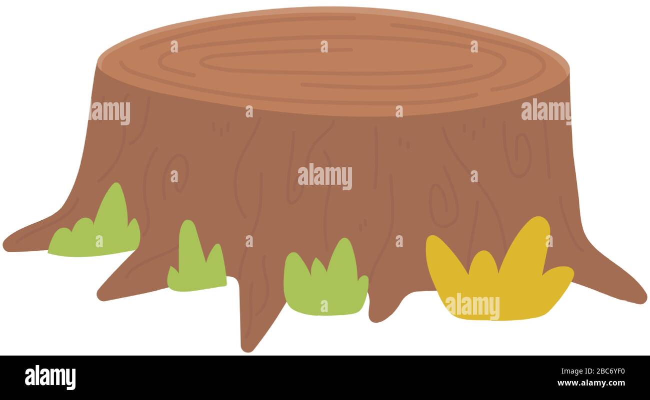 trunk leaves forest cartoon isolated icon vector illustration Stock ...