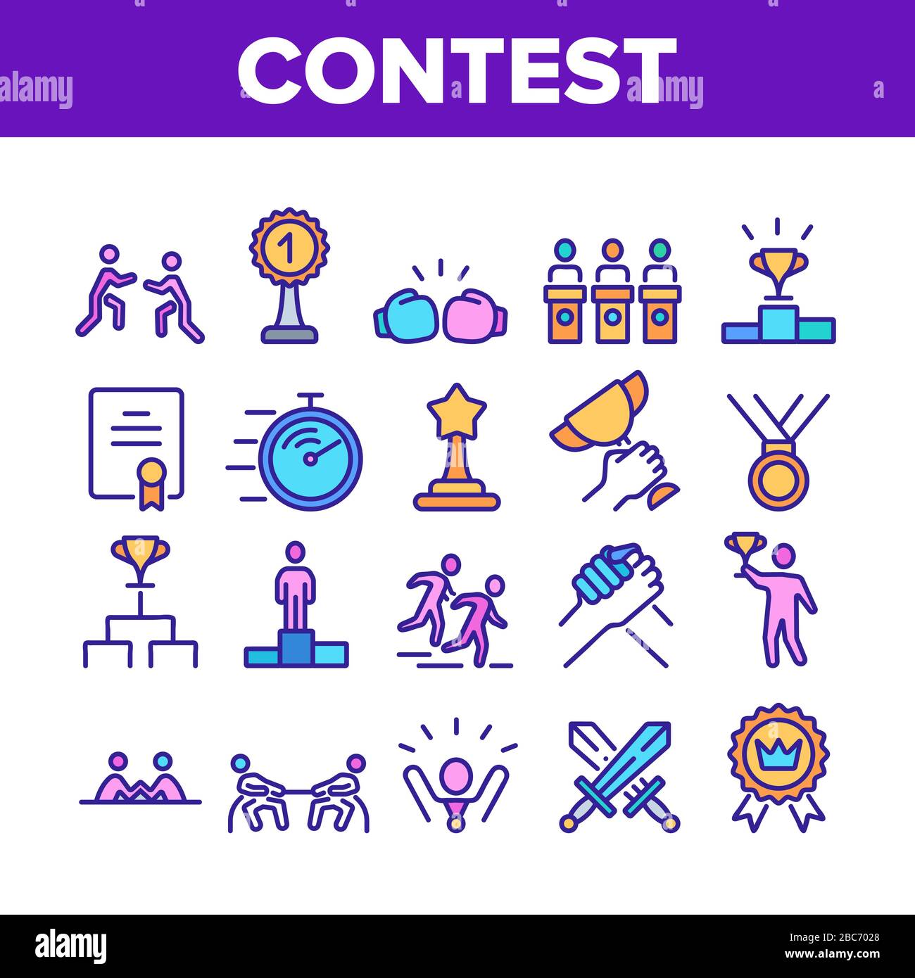 Contest Sport Activity Collection Icons Set Vector Stock Vector Image ...