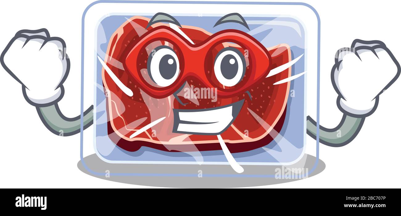 A cartoon character of frozen beef performed as a Super hero Stock ...
