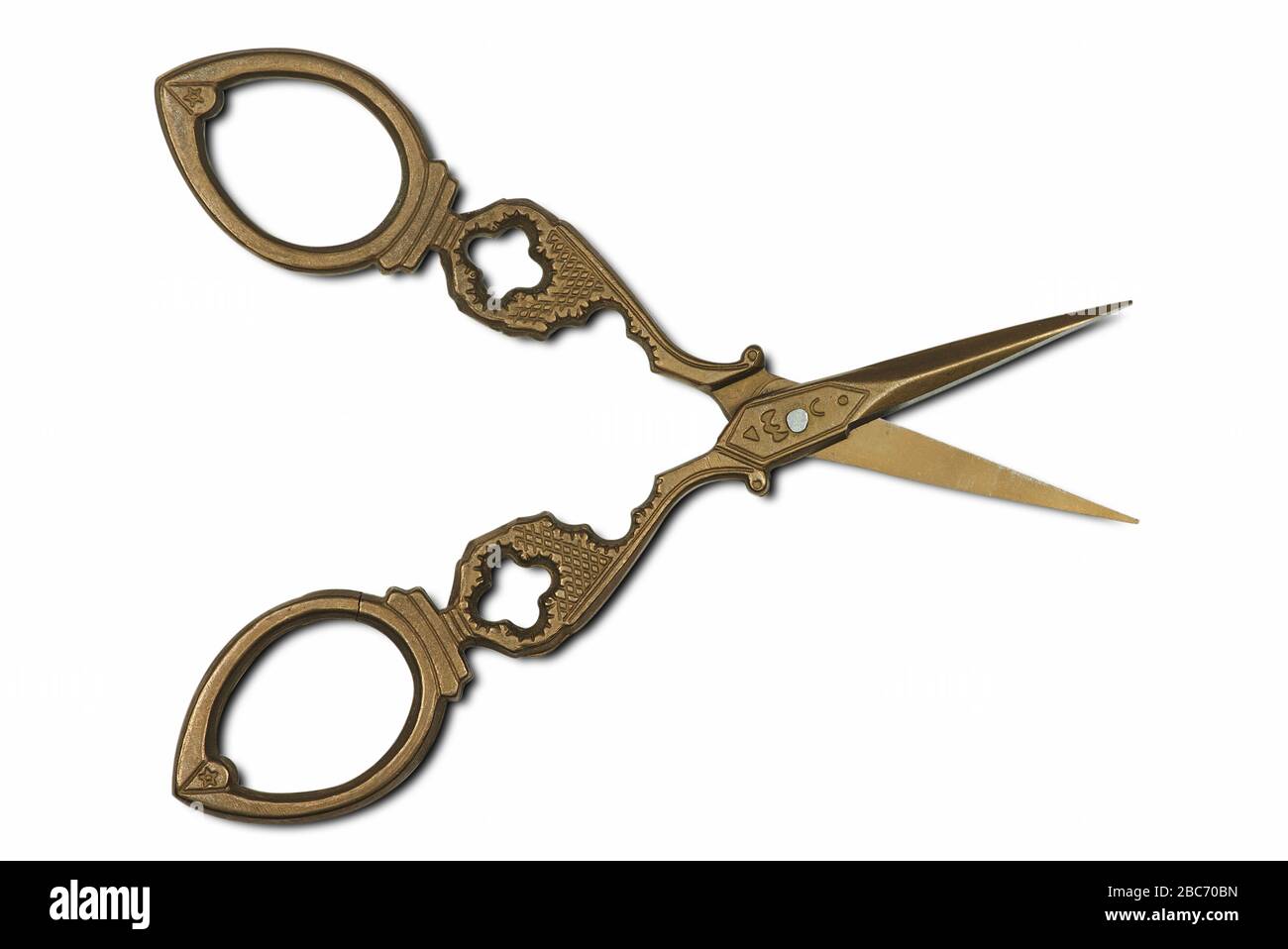 old collection scissors cut out on white background Stock Photo - Alamy