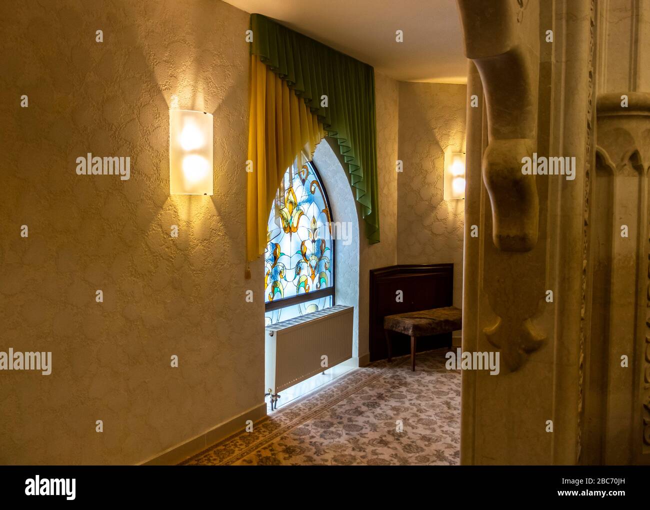 Beautiful multi-colored stained-glass windows in a mosque Stock Photo ...
