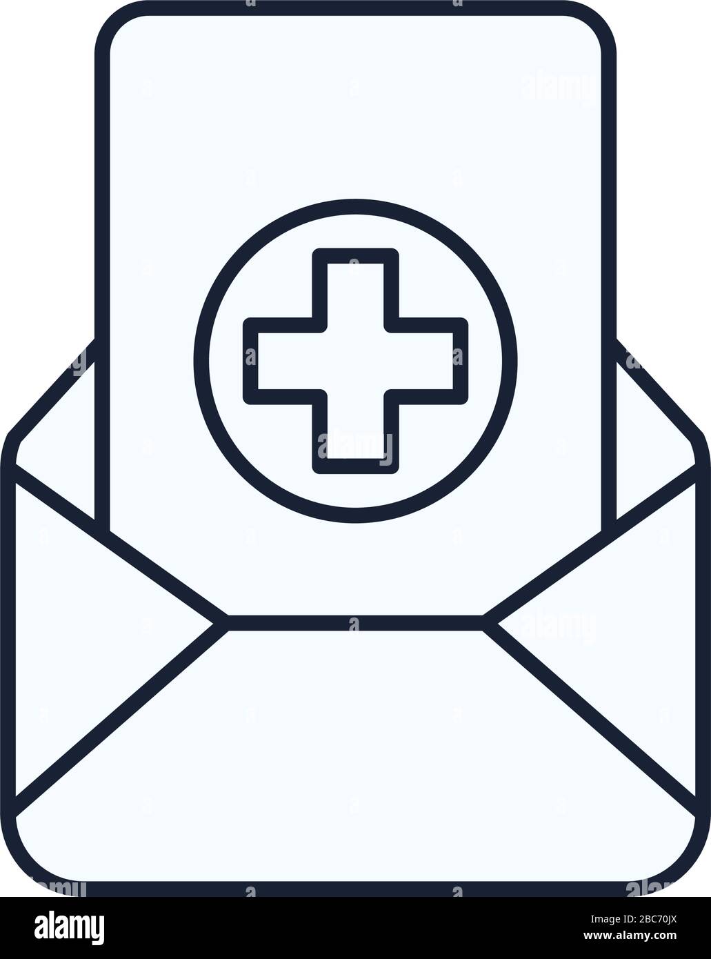 Cross inside envelope line style icon design of Medical care health ...