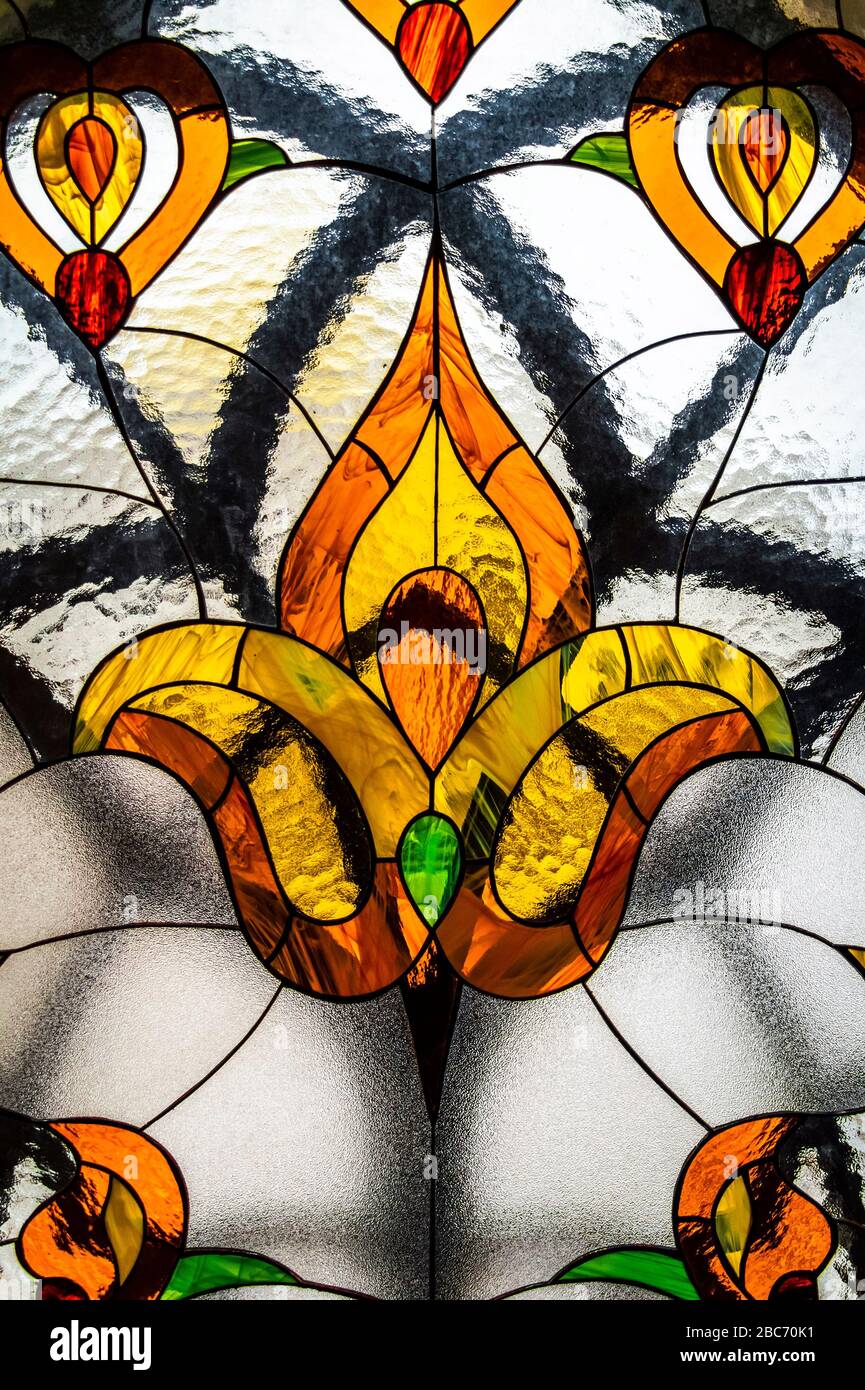 Beautiful multi-colored stained-glass windows in a mosque Stock Photo ...