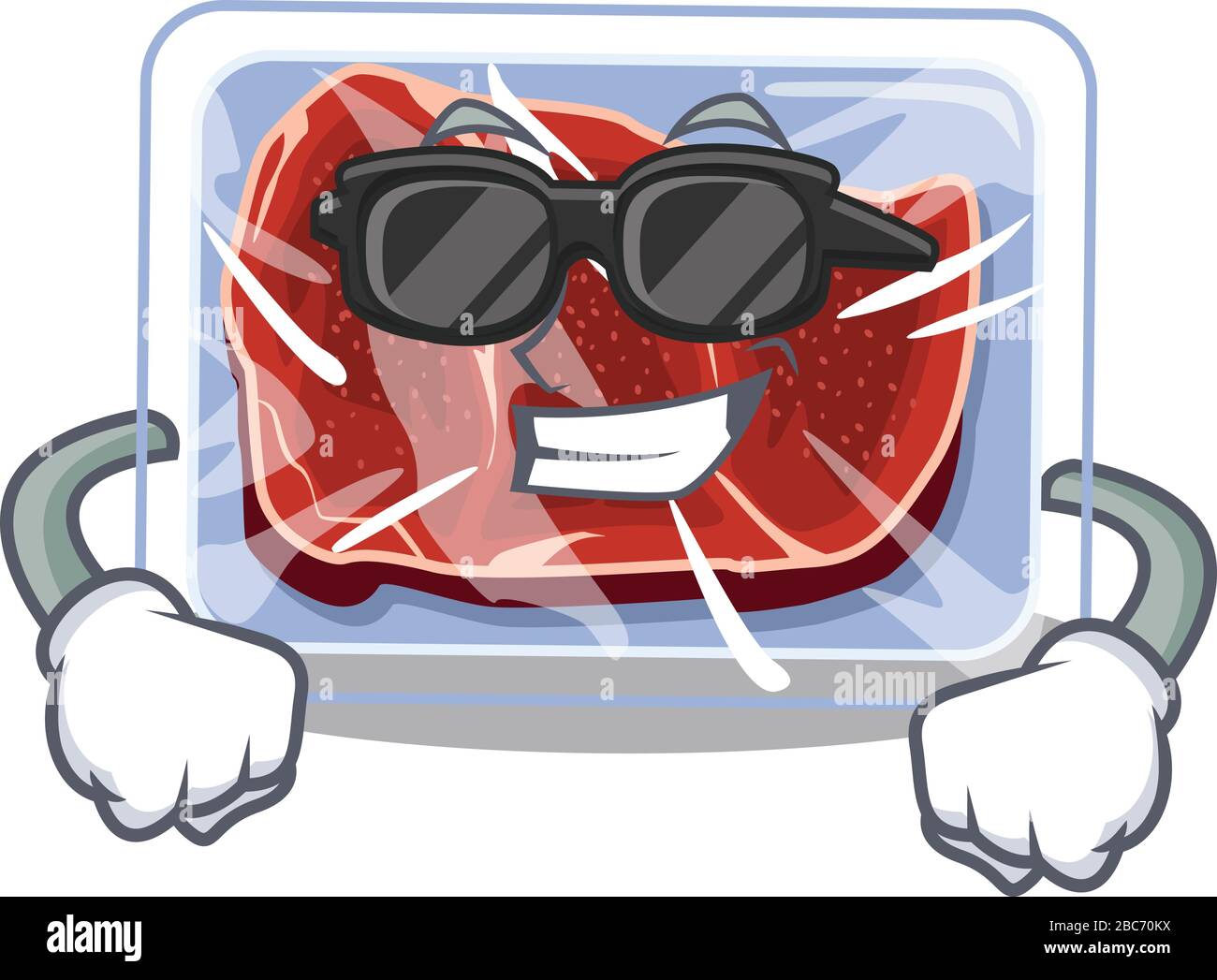 Cool frozen beef cartoon character wearing expensive black glasses ...