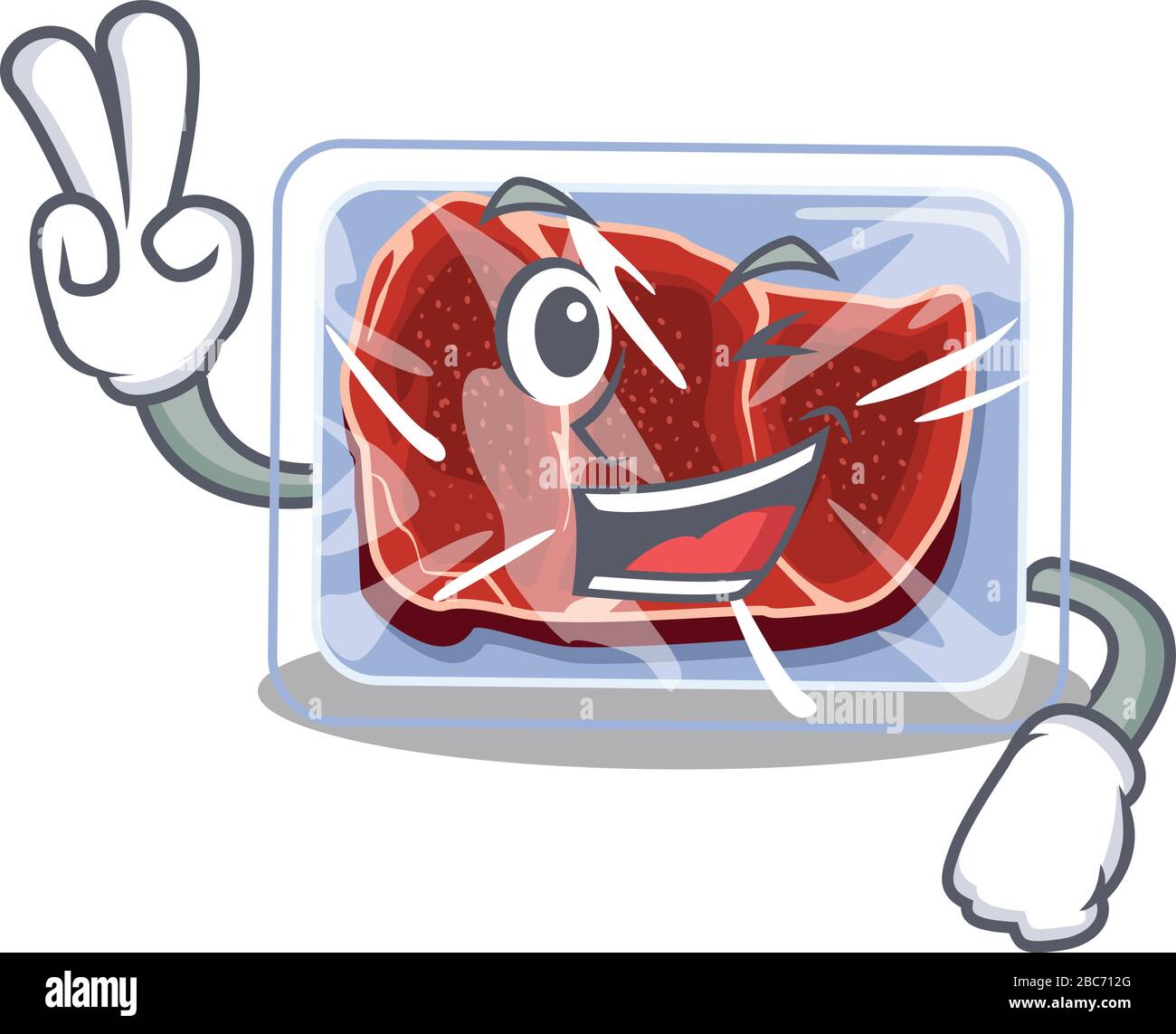 Happy frozen beef cartoon design concept with two fingers Stock Vector ...