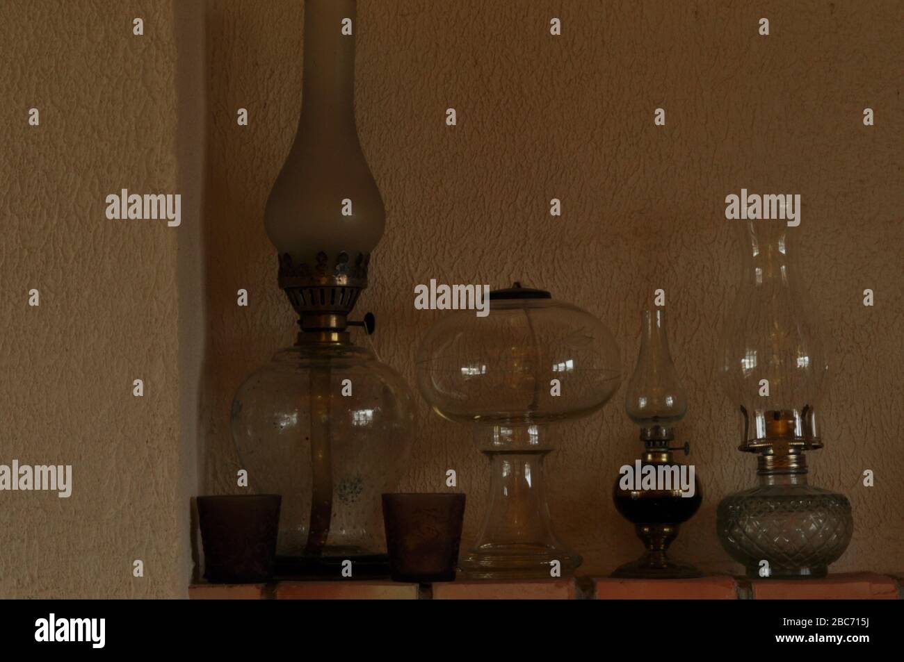 Oil lamps. Ornament on the mantelpiece. Light source. The Middle Ages ...