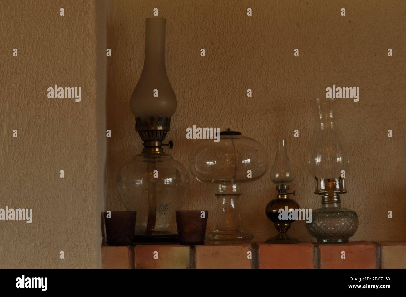 Oil lamps. Ornament on the mantelpiece. Light source. The Middle Ages ...
