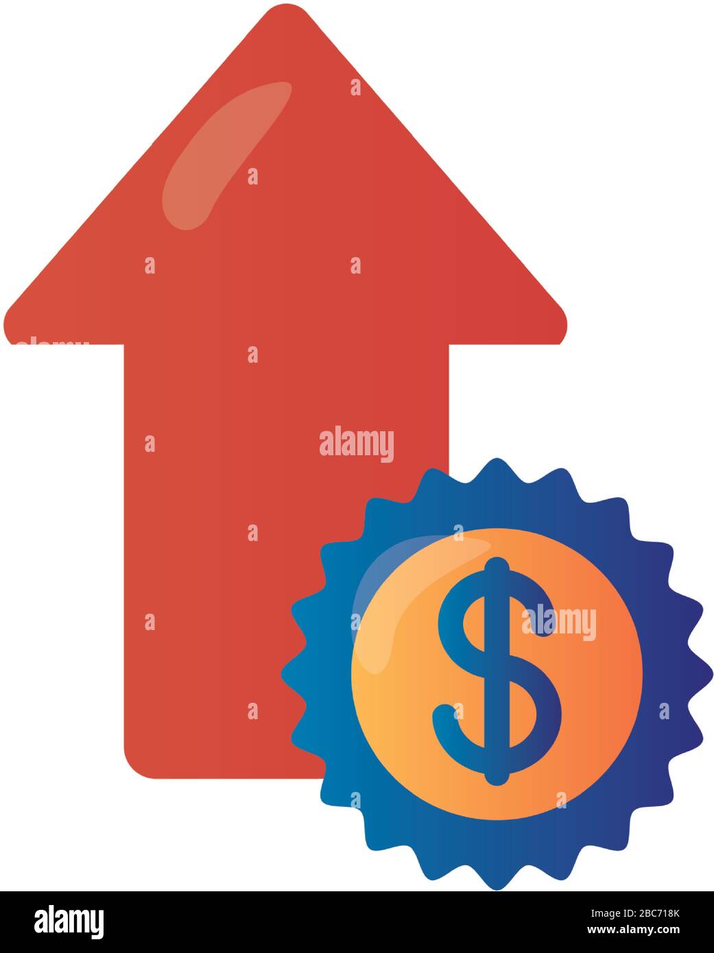 price hike in seal with arrow up infographic degradient style Stock ...