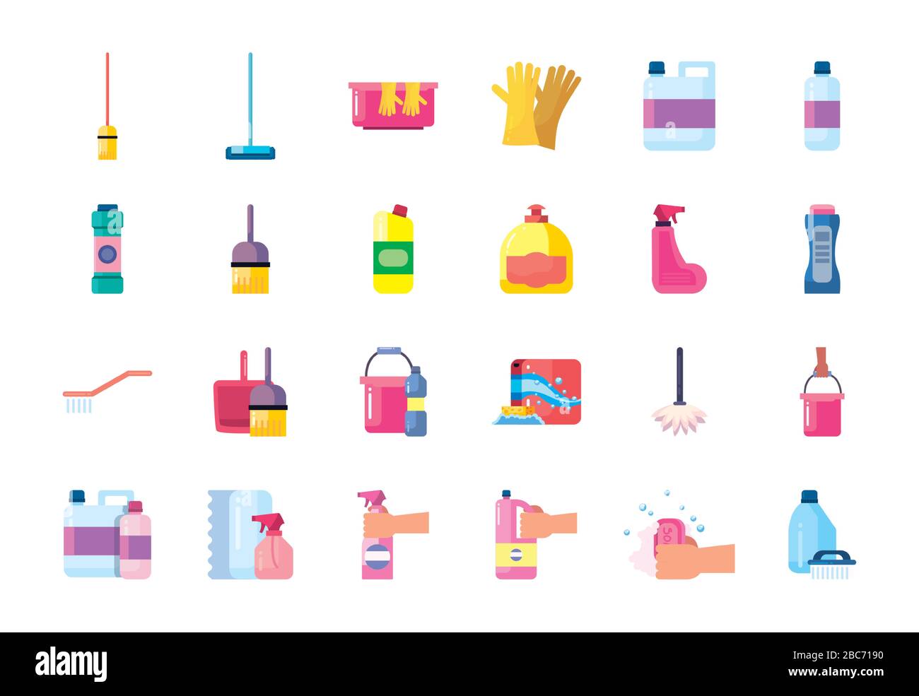 flat style icon set design, Cleaning service wash home hygiene ...