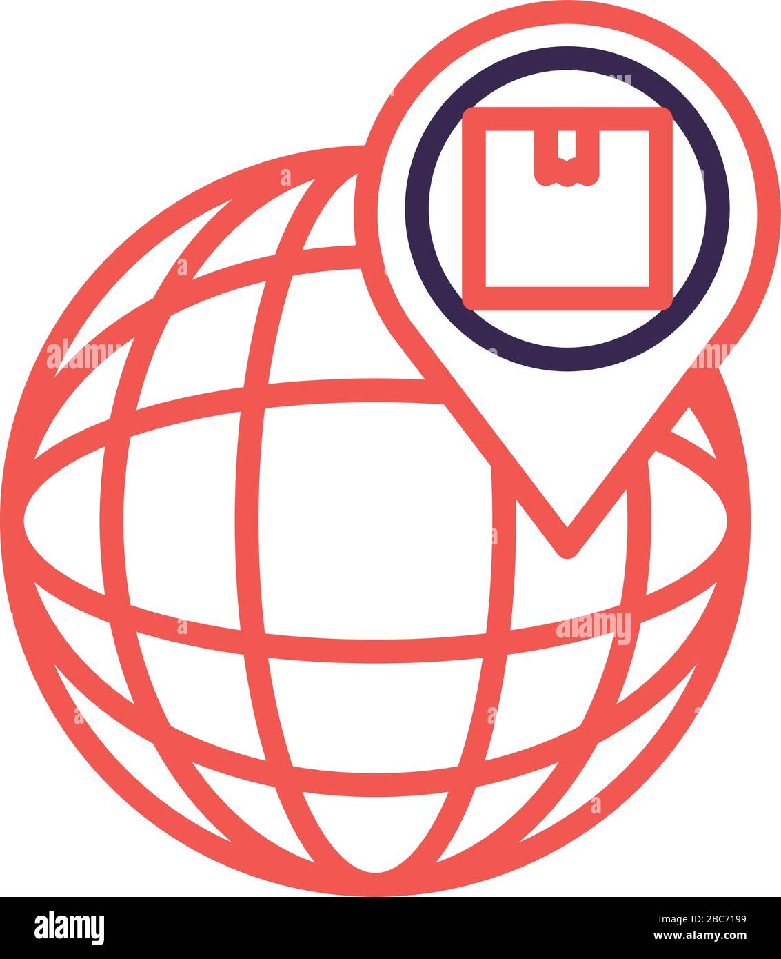 sphere planet browser with pin and box line style Stock Vector Image ...