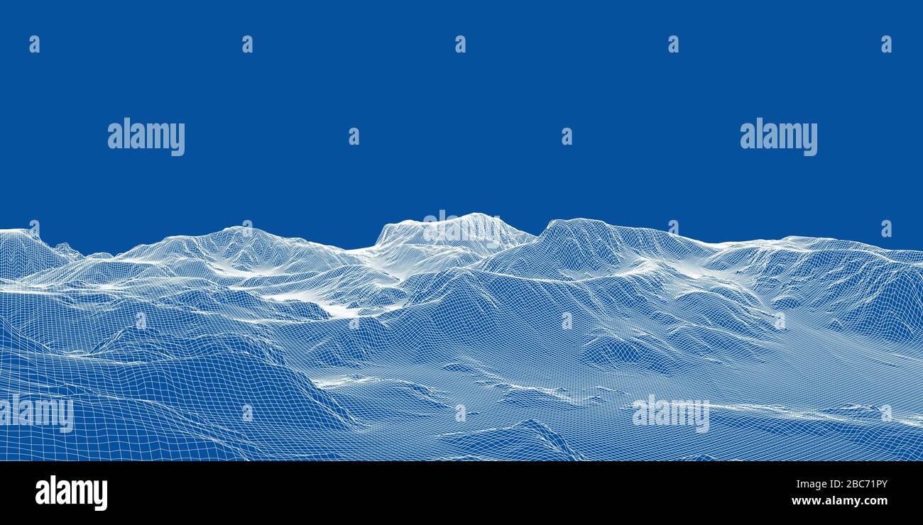 Abstract 3d wire-frame landscape. Blueprint style Stock Vector Image ...