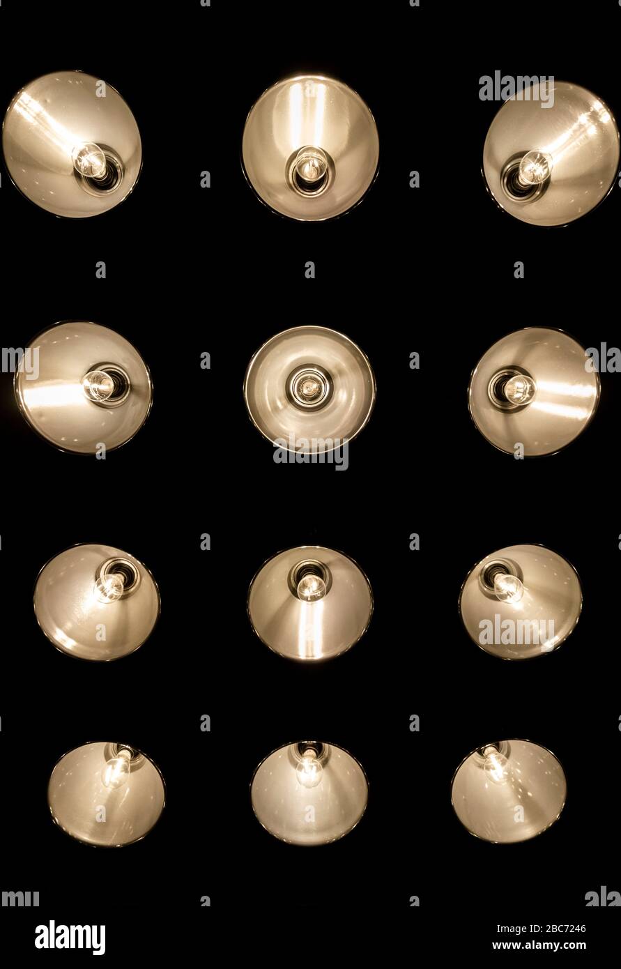 Many luminous spotlights are built into the wall Stock Photo - Alamy