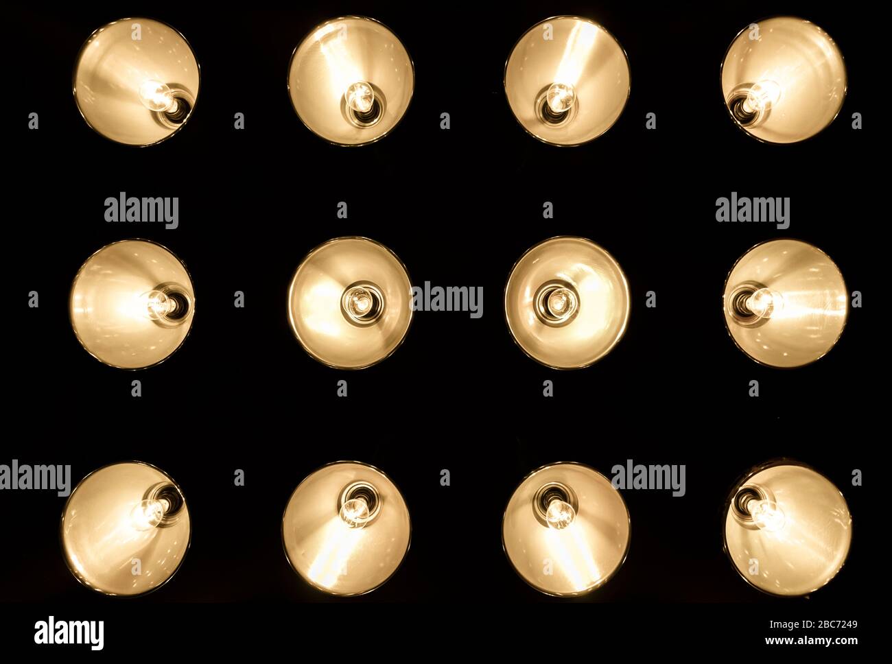 Many luminous spotlights are built into the wall Stock Photo - Alamy