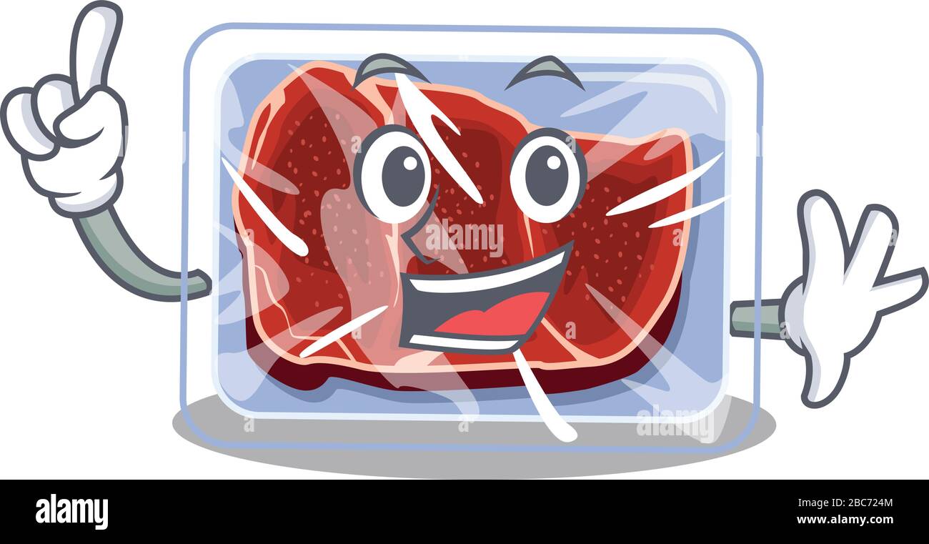Frozen beef mascot character design with one finger gesture Stock ...