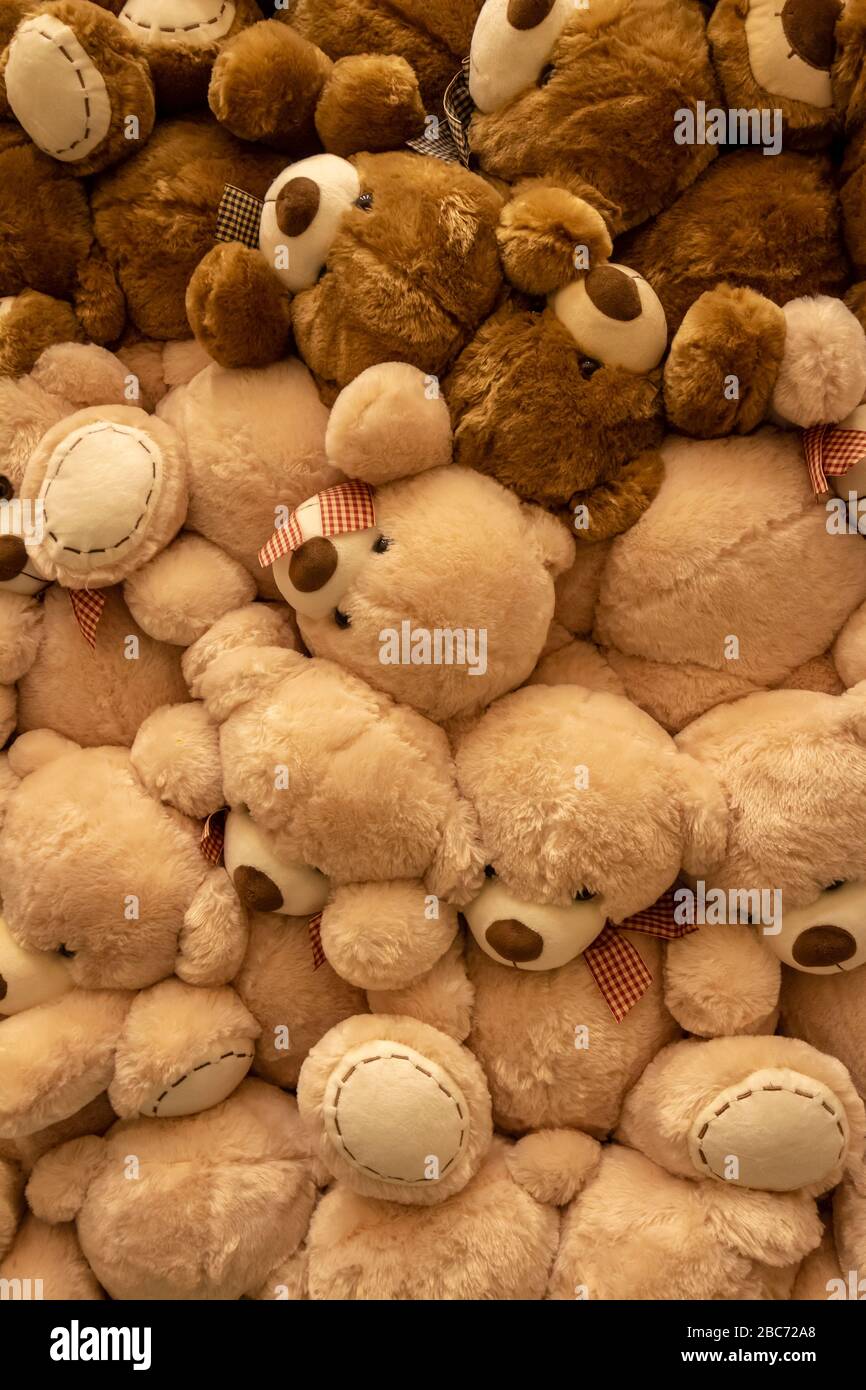 A large pile of teddy bears toys as a background Stock Photo - Alamy