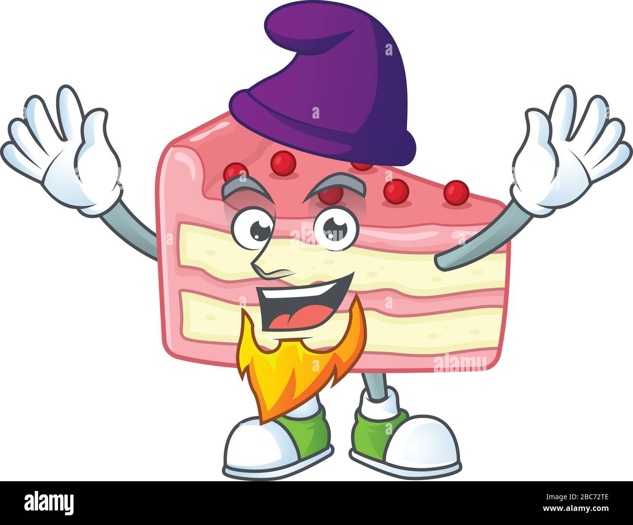 Sweet fairytale of strawberry slice cake Elf cartoon character Stock ...