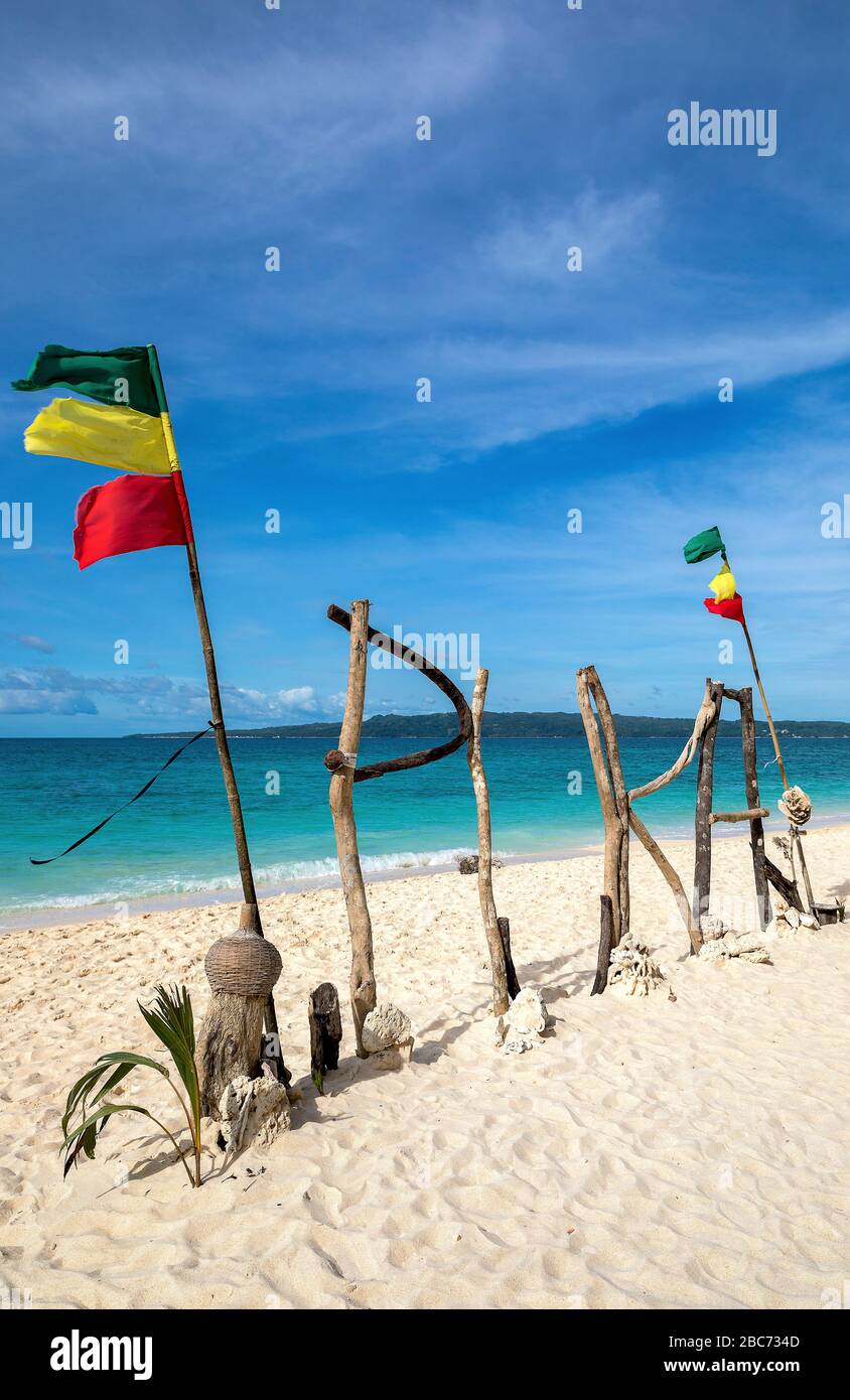 Boracay Island beautiful beach puka shell beach, Philippines Stock ...