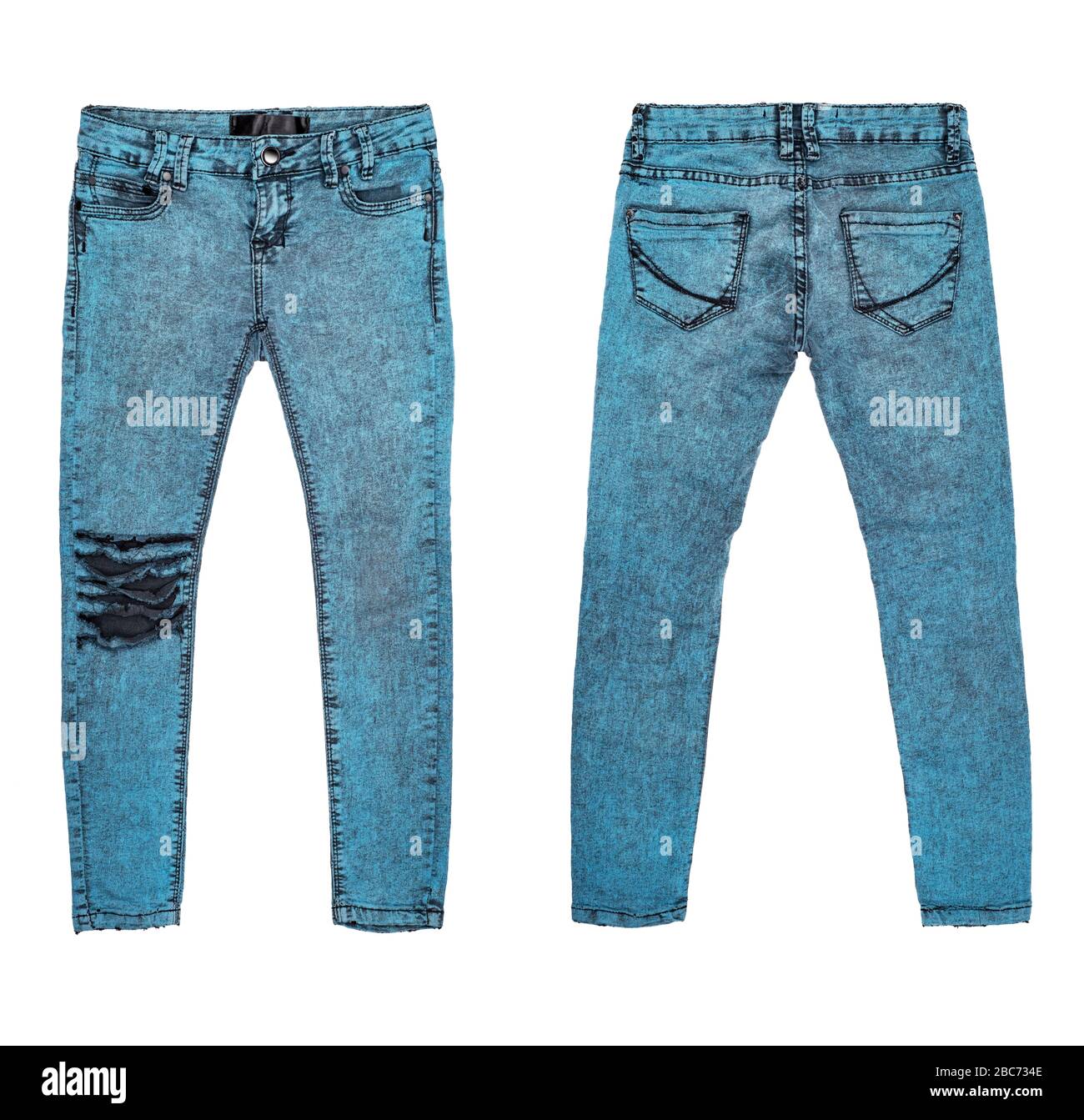 stylish grunge jeans on white background Stock Photo - Alamy