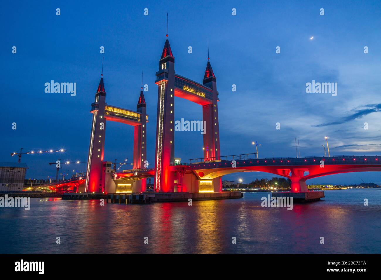 The iconic drawbridge located across the river in the Terengganu ...