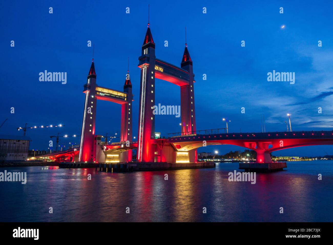 The iconic drawbridge located across the river in the Terengganu ...